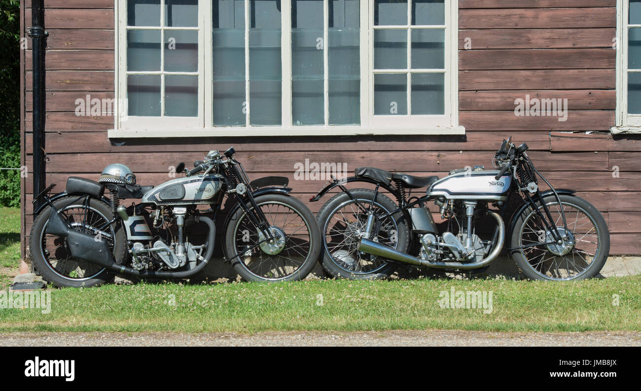 1935 Norton Model 30 and 1939 Norton Motorcycle at Brooklands ...
