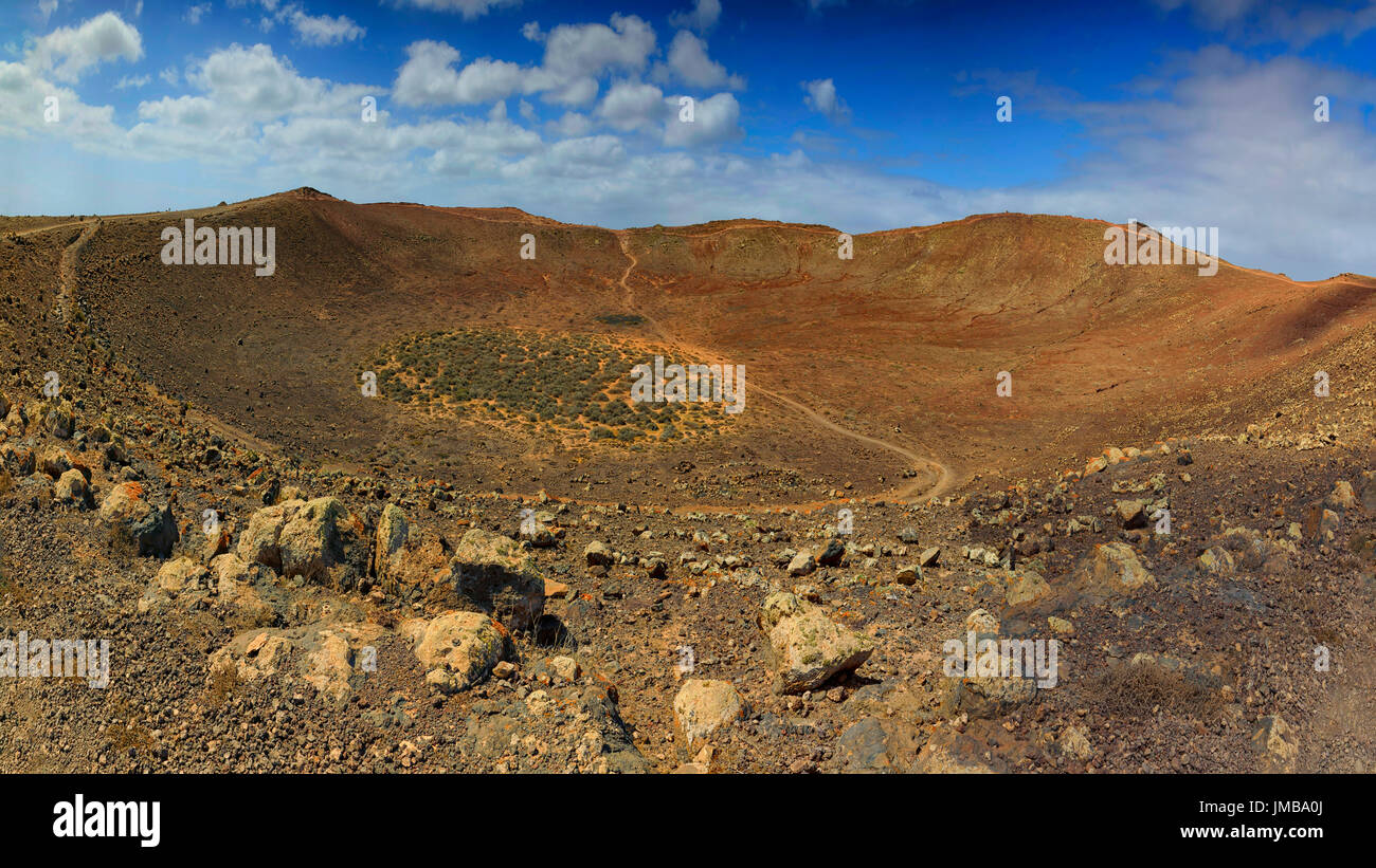 The crater of Volcano Montana Roja in Lanzarote Stock Photo - Alamy