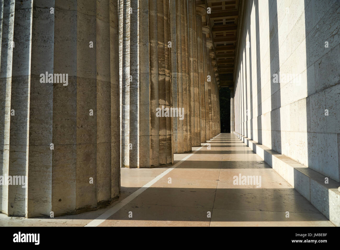 Pillars in light and shadow at walhalla, famous memorial near ...