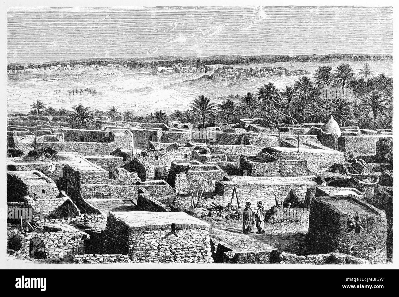 Top view of stone built village Touggourt, Ouargla province, Algeria ...