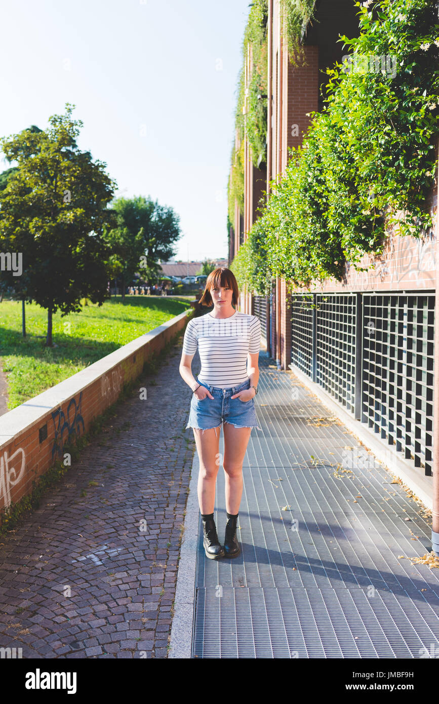 young beautiful woman outdoor posing - influencer, modelling, fashion ...