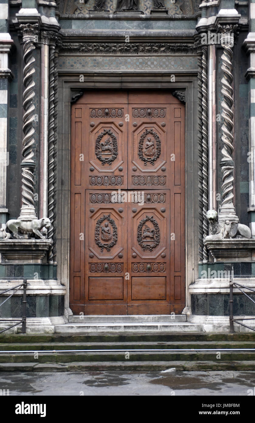 Fragment of old building and nice wooden door with fillet Stock Photo ...