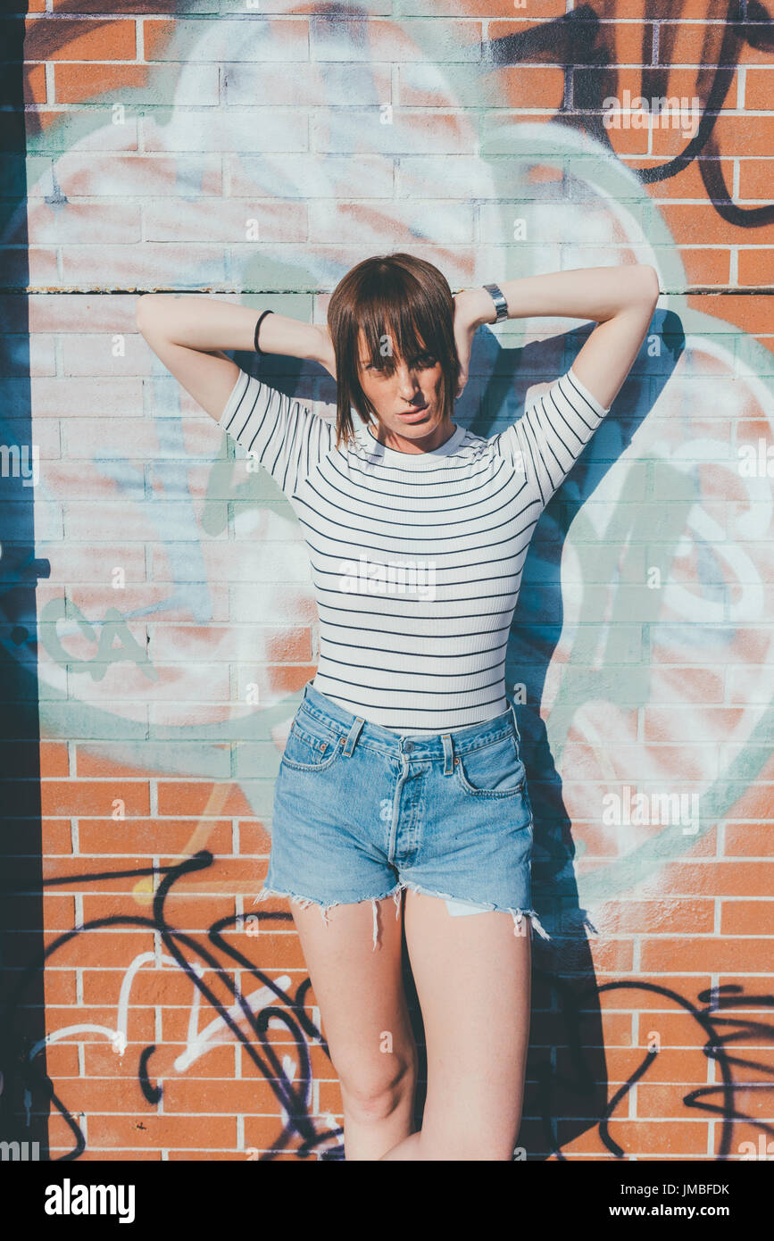 young beautiful woman outdoor posing - influencer, modelling, fashion ...