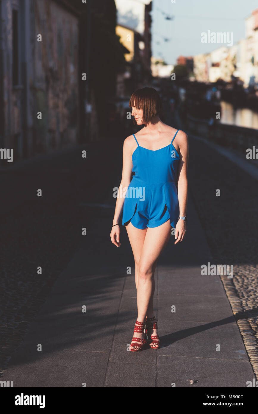 young beautiful woman outdoor posing - influencer, modelling, fashion ...