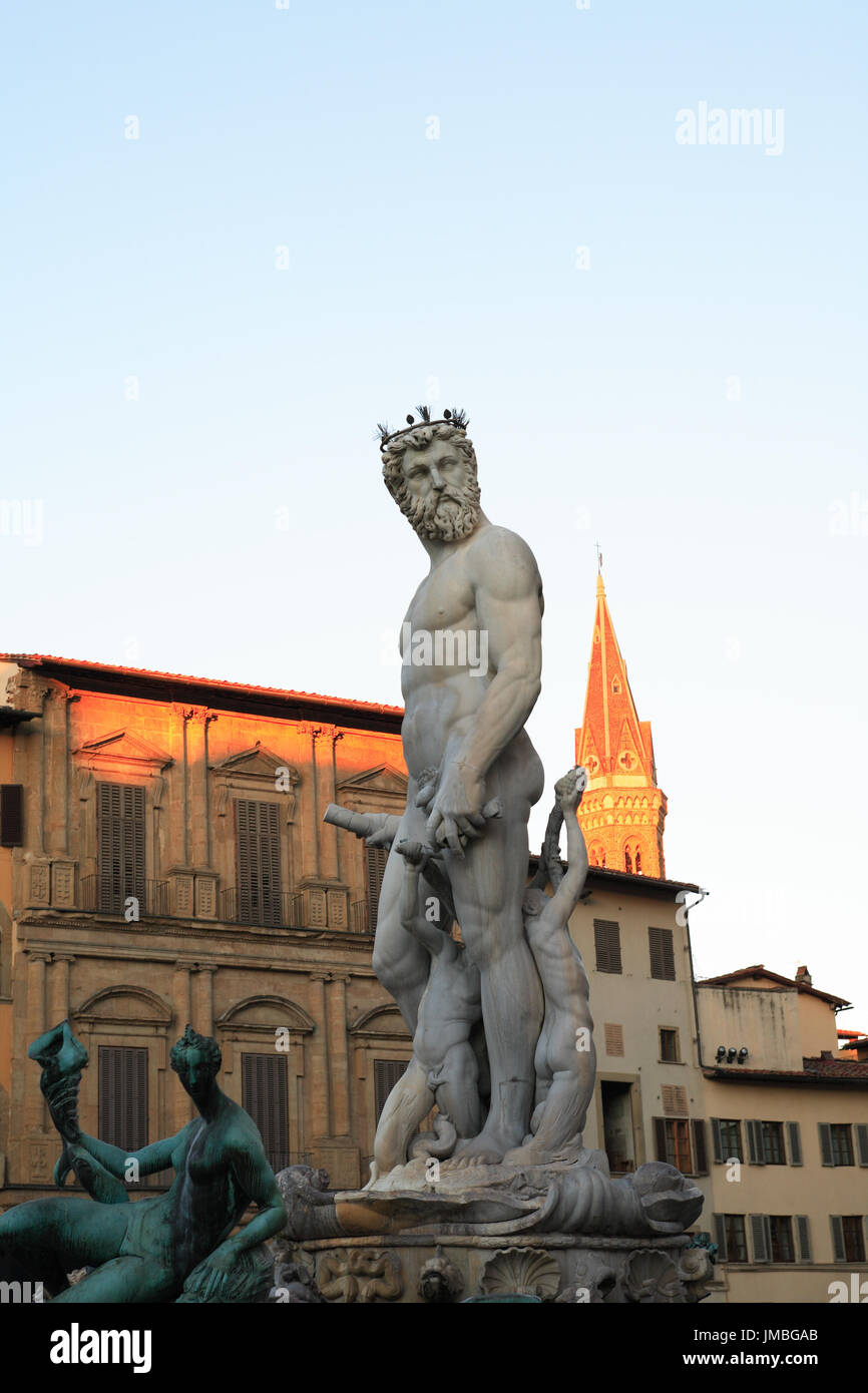 The Fountain of Neptune in Florence, Italy. Work by sculptor Bartolomeo ...