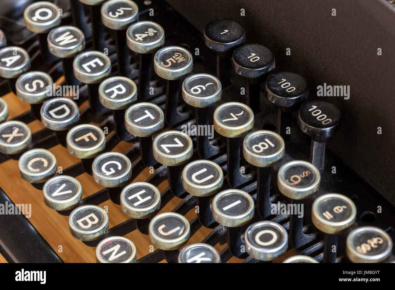 Keys of an old vintage mechanical typewriter Stock Photo - Alamy
