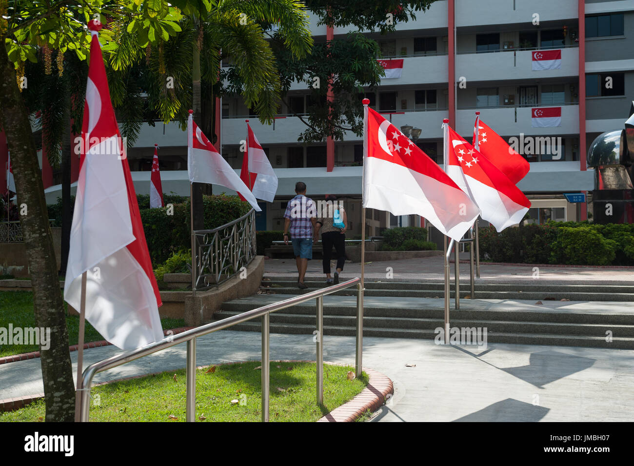 23.07.2017, Singapore, Republic of Singapore, Asia - National flags are ...