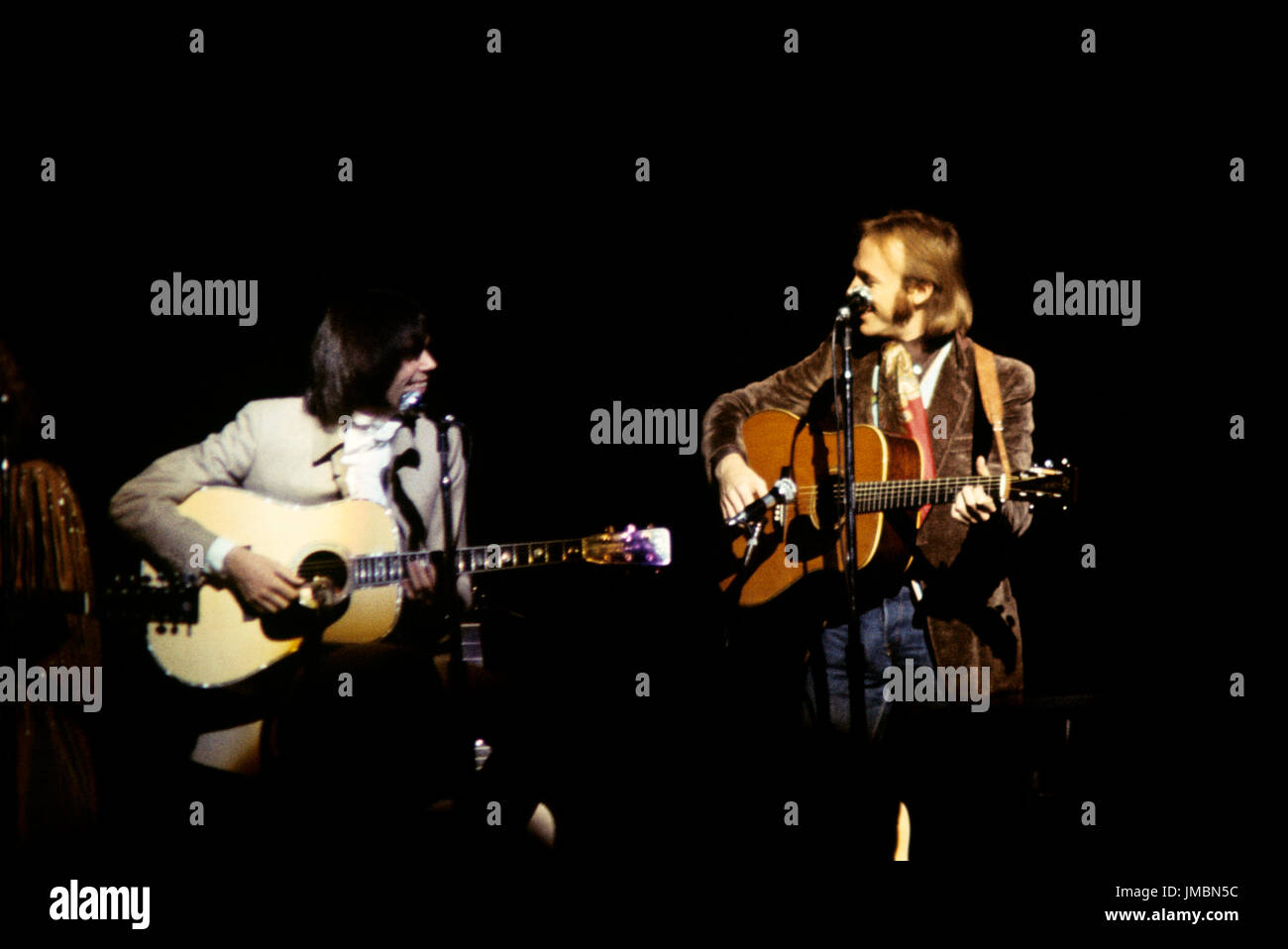 Neil Young & Steven Stills of Crosby, Stills, Nash & Young performing ...