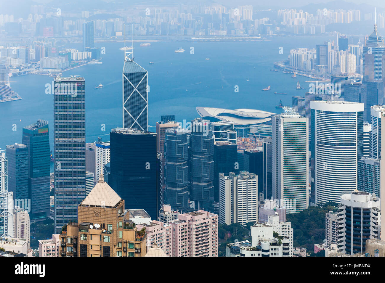 HONG KONG - JANUARY 11, 2015: Hong Kong skyscrapers. View from Victoria ...