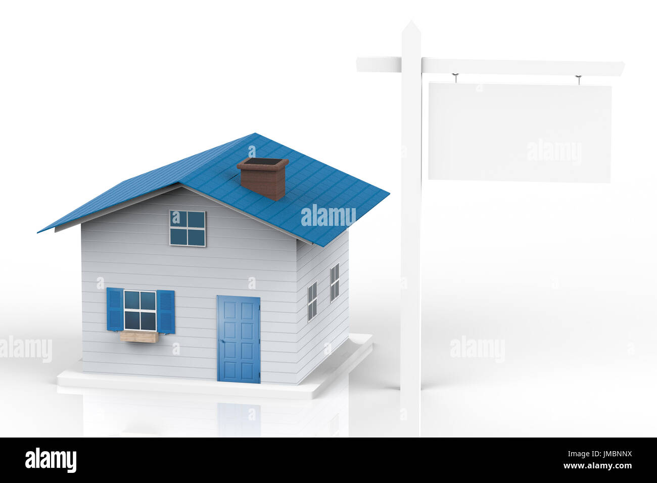 blank sign with mock up house on white background Stock Photo - Alamy