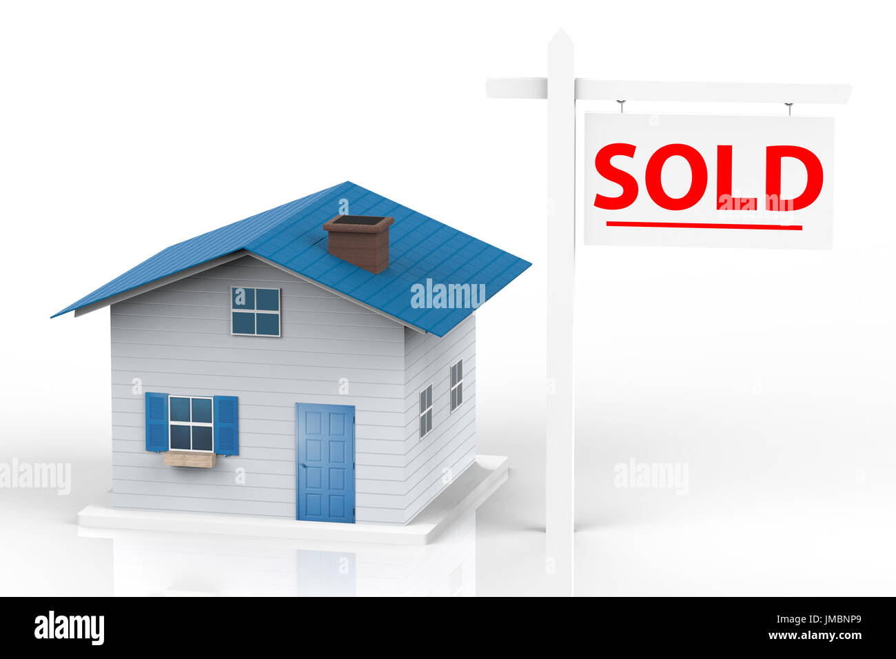 sold house sign with mock up house Stock Photo - Alamy