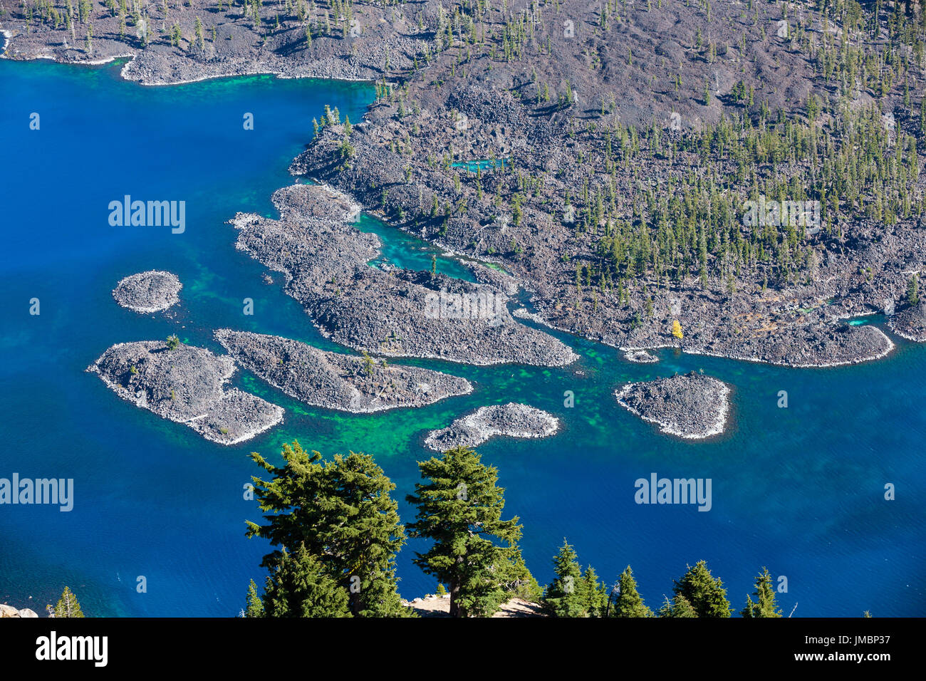Looking a mile down from the rim to the surface of Wizard Island in ...
