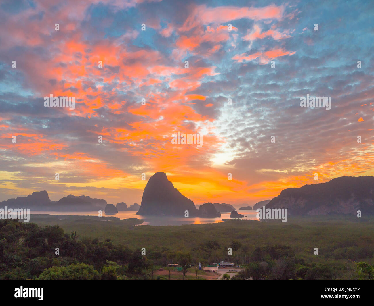 aerial photography sunrise at Samed Nang She viewpoint in Phang Nga ...