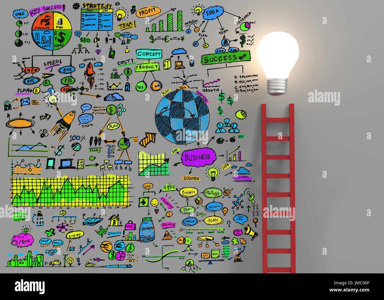 colorful business plan with lightbulb Stock Photo - Alamy
