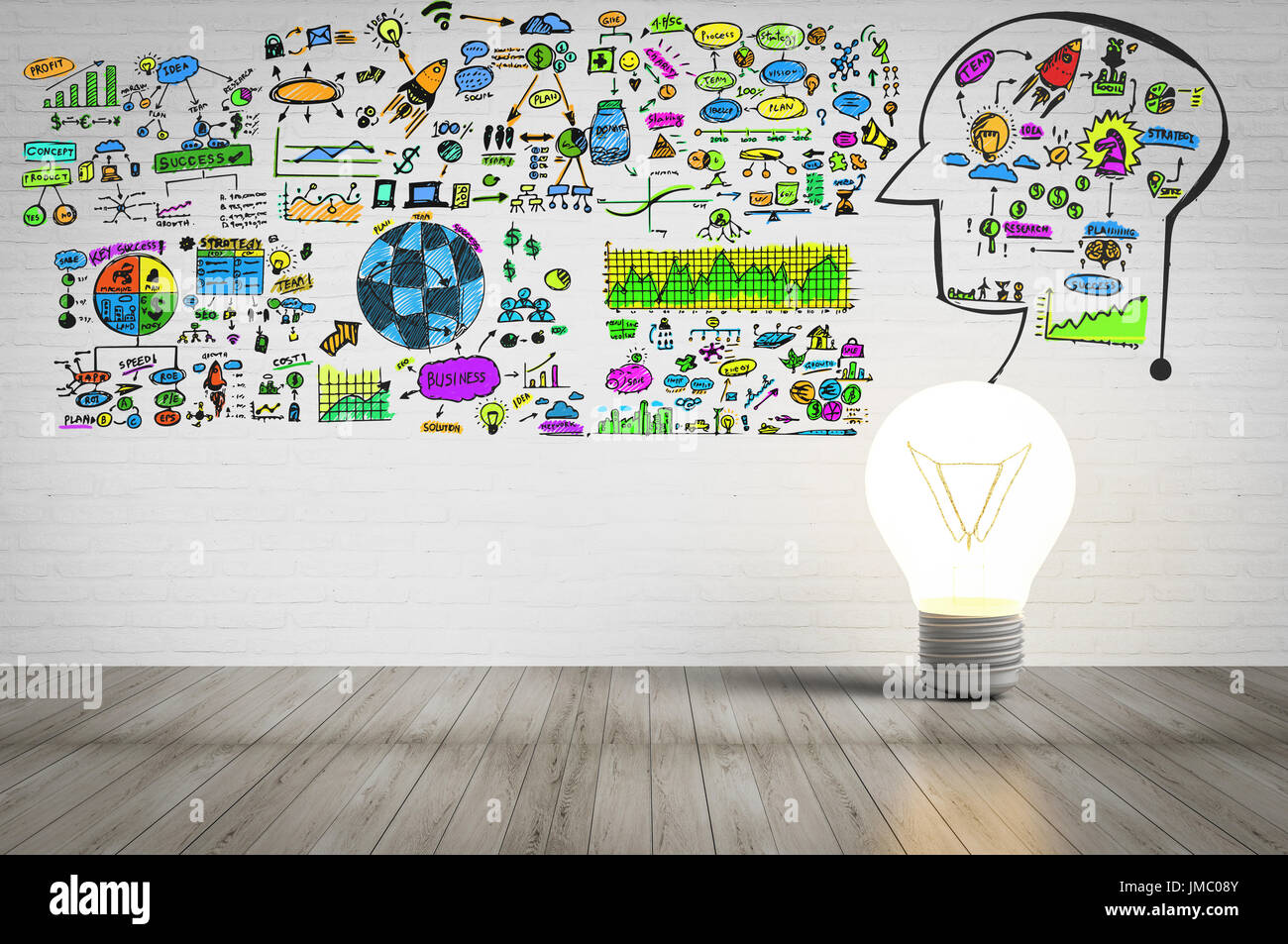 colorful business plan with lightbulb Stock Photo - Alamy