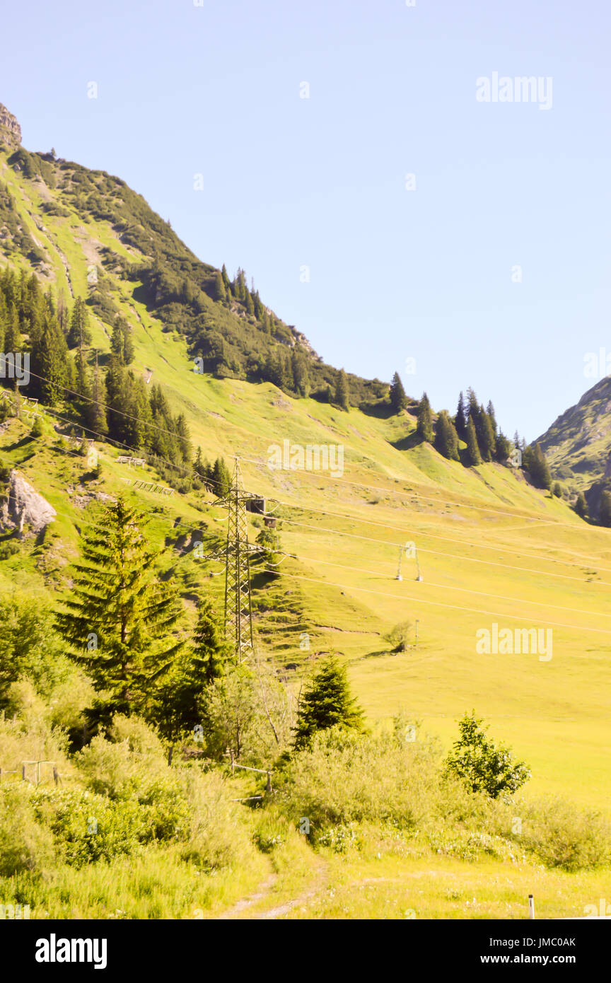 View of a valley and green hills in the Austrian Tyrol Stock Photo - Alamy
