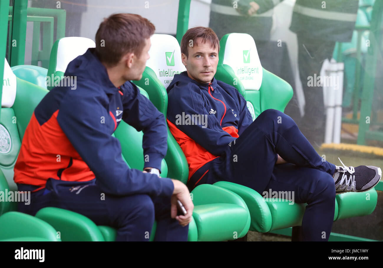 Rosenborg's Mike Jensen in the dugout before the UEFA Champions League ...