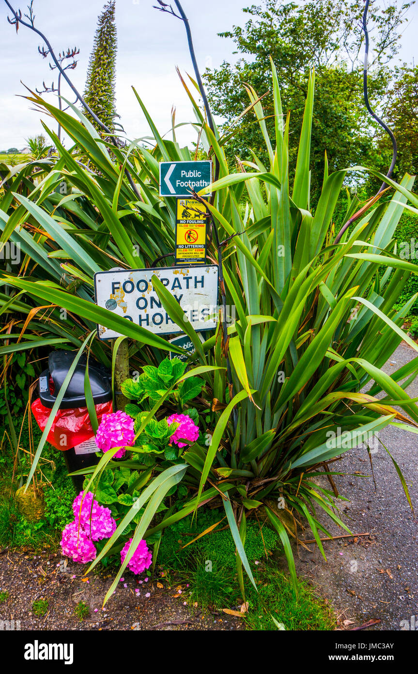 Footpath only no horses sign - public footpath with arrow, Cornwall ...