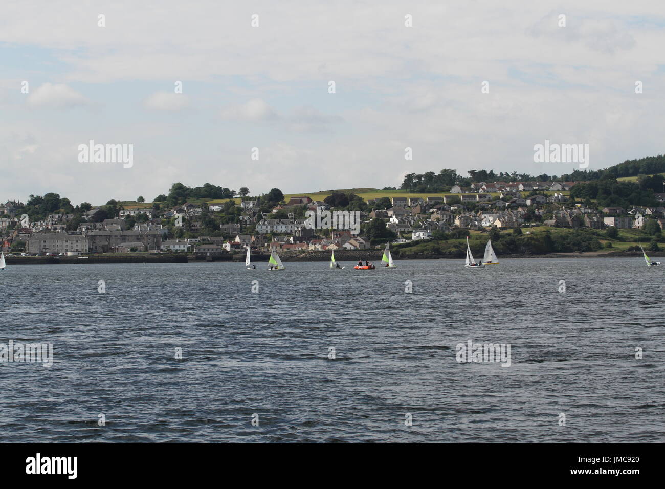 Sailing boats in Tay Estuary with Tayport Fife Scotland July 2017 Stock ...