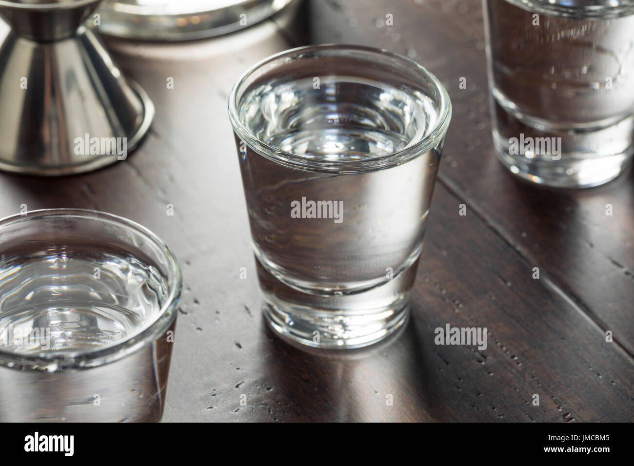 Clear Alcoholic Russian Vodka Shots Ready to Drink Stock Photo - Alamy
