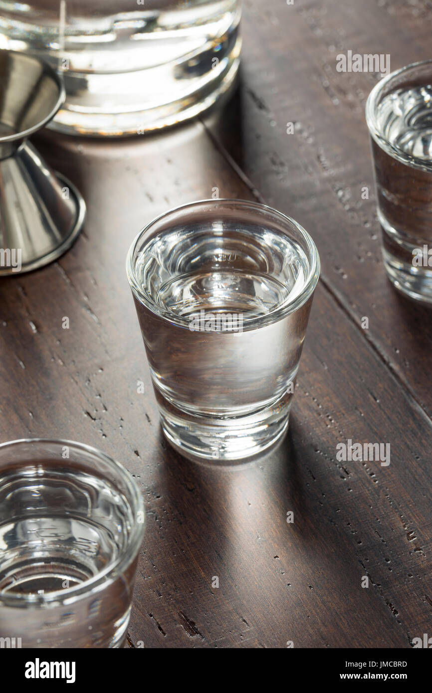 Clear Alcoholic Russian Vodka Shots Ready to Drink Stock Photo - Alamy