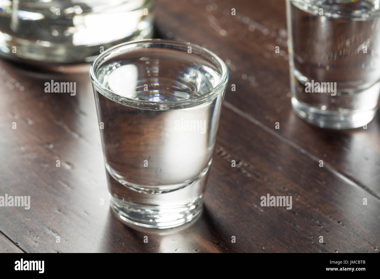 Clear Alcoholic Russian Vodka Shots Ready to Drink Stock Photo - Alamy
