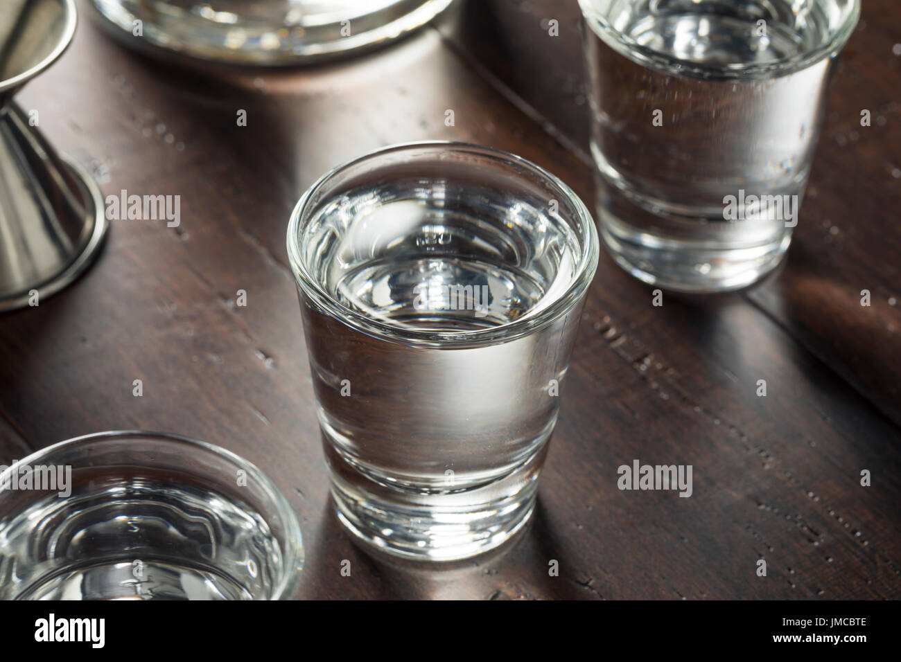 Clear Alcoholic Russian Vodka Shots Ready to Drink Stock Photo - Alamy