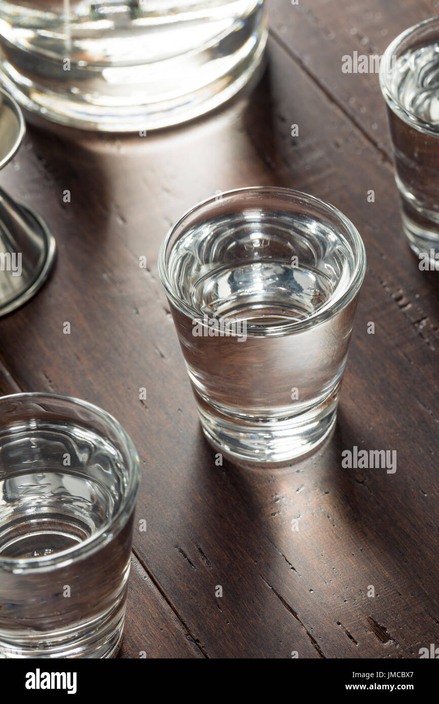 Clear Alcoholic Russian Vodka Shots Ready to Drink Stock Photo - Alamy