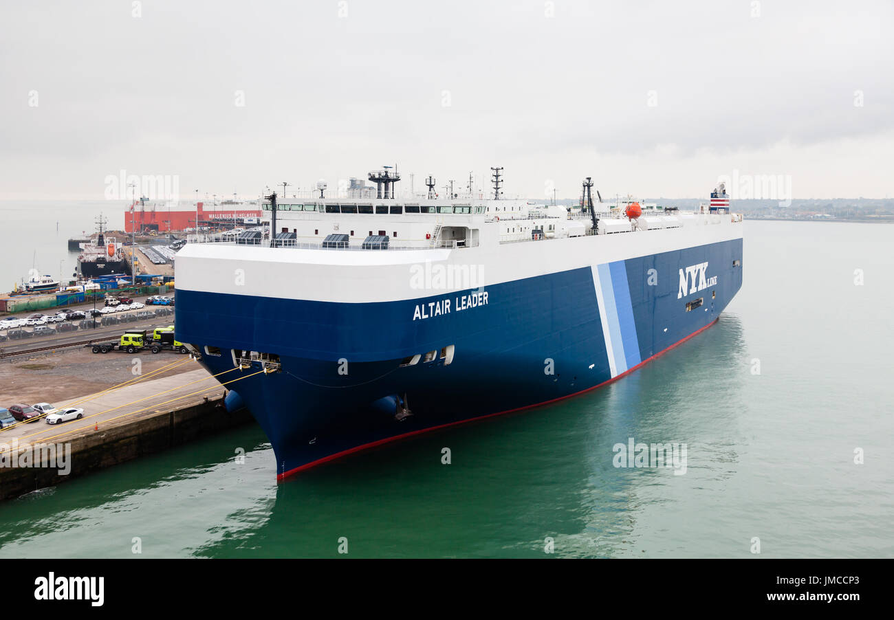 The vehicle carrier Altair Leader docked in the port of Southampton ...