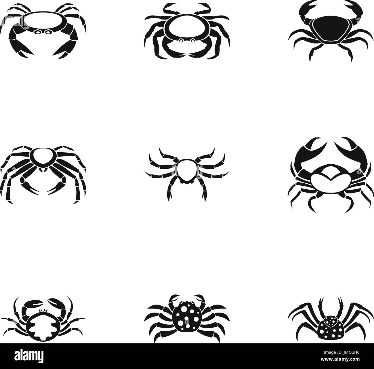 Crab icons set, simple style Stock Vector Image & Art - Alamy