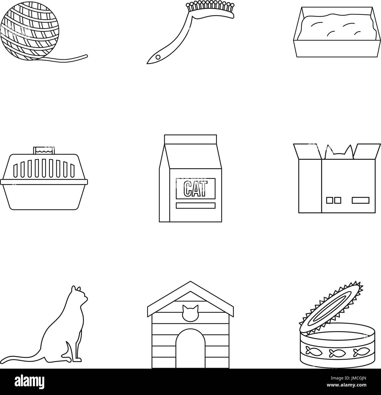 Cat equipment icons set, outline style Stock Vector Image & Art - Alamy