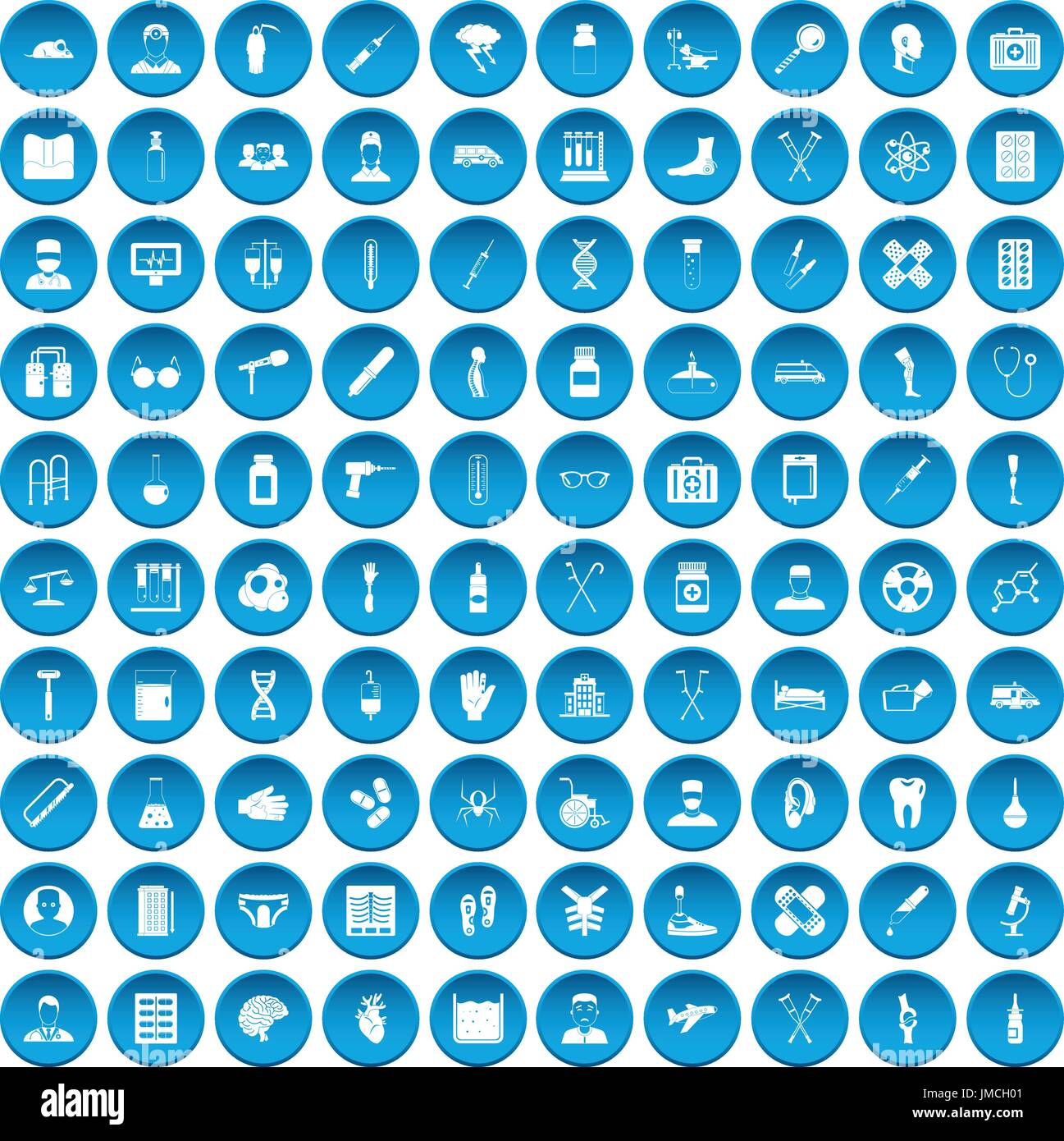 100 ambulance icons set blue Stock Vector Image & Art - Alamy