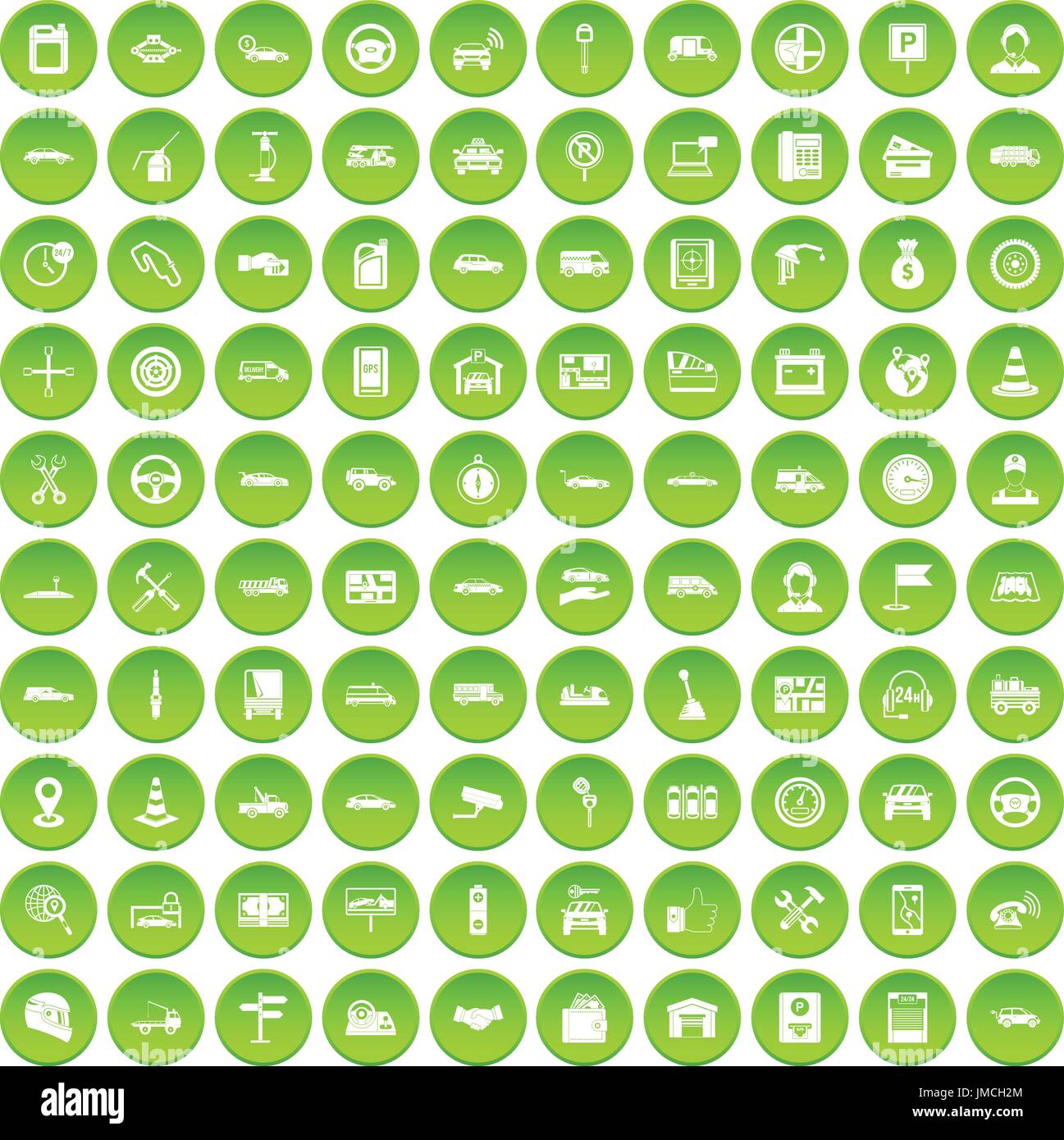 100 auto icons set green Stock Vector Image & Art - Alamy