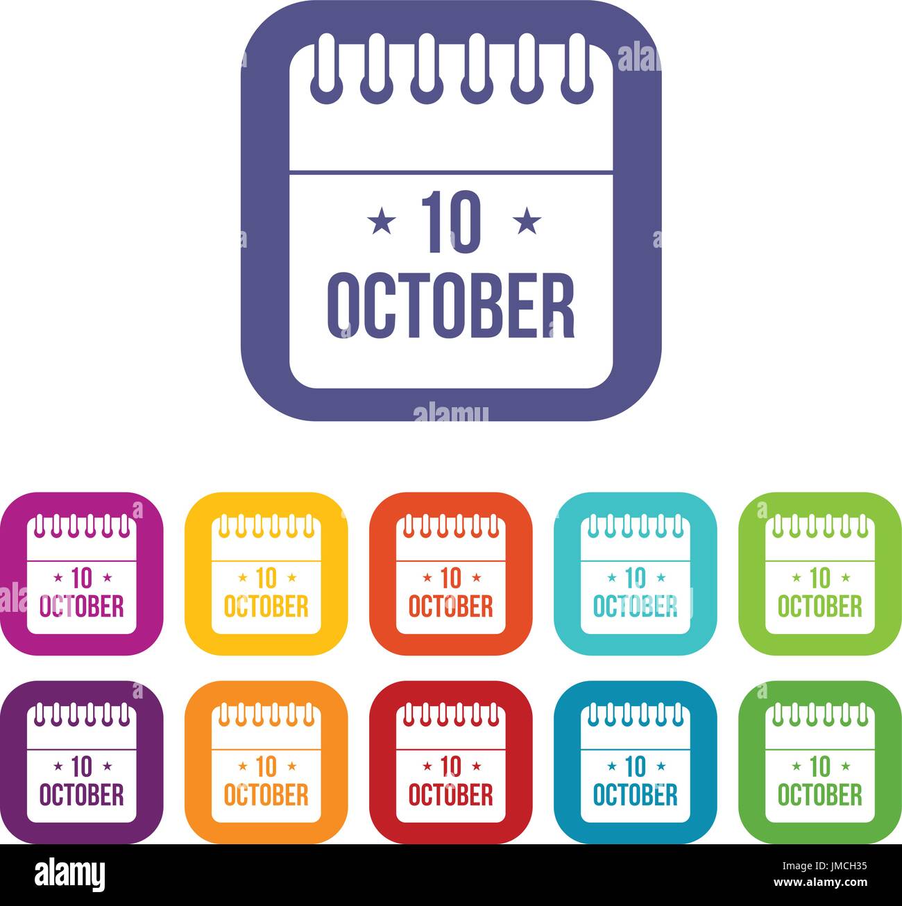 10 october calendar icons set Stock Vector Image & Art - Alamy