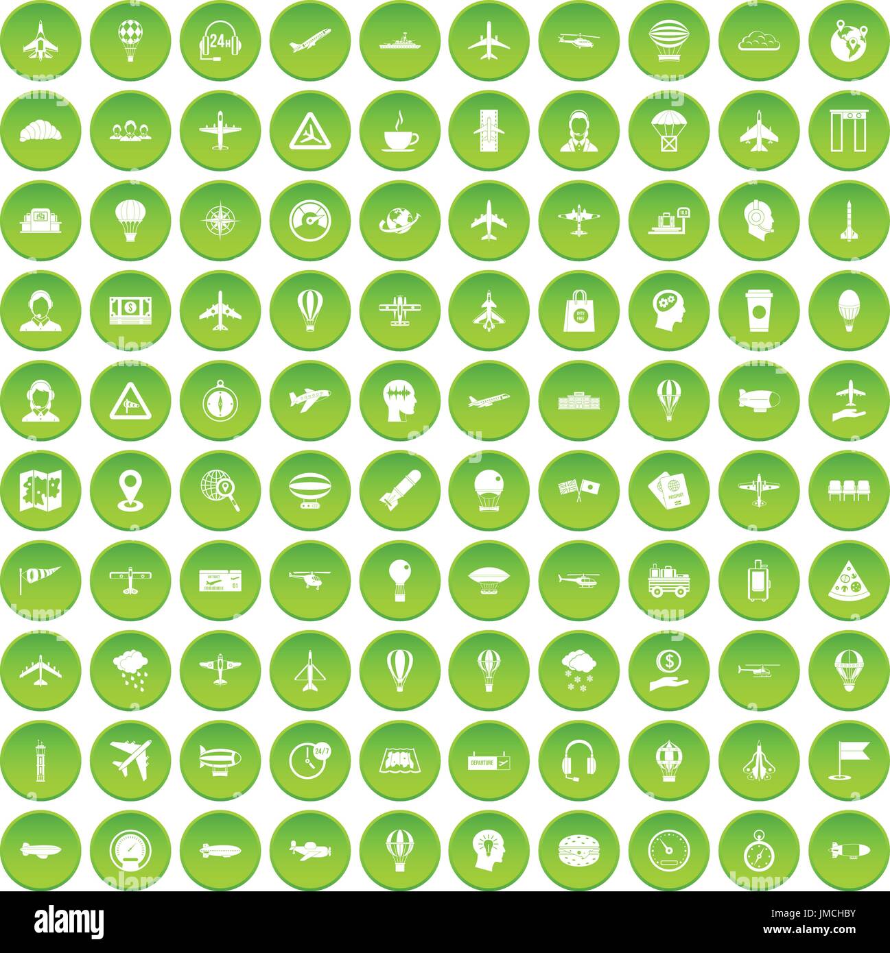100 aviation icons set green Stock Vector Image & Art - Alamy
