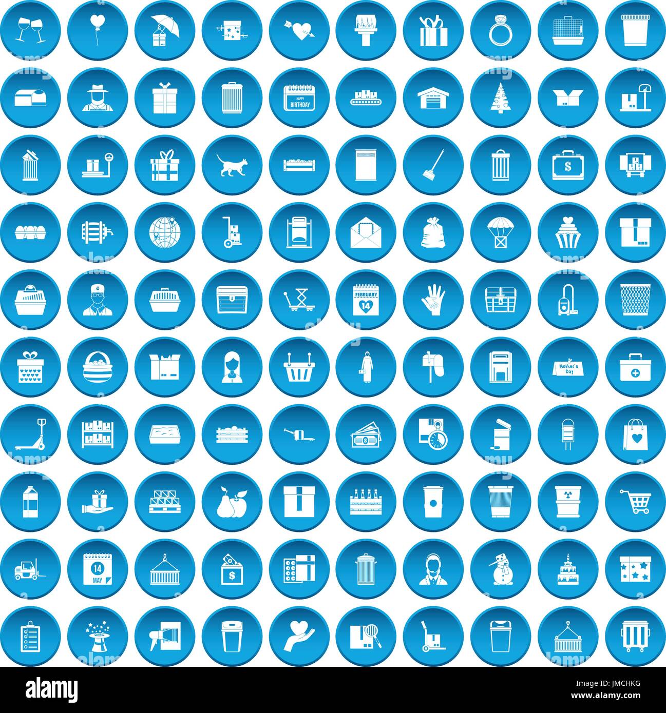 100 box icons set blue Stock Vector Image & Art - Alamy