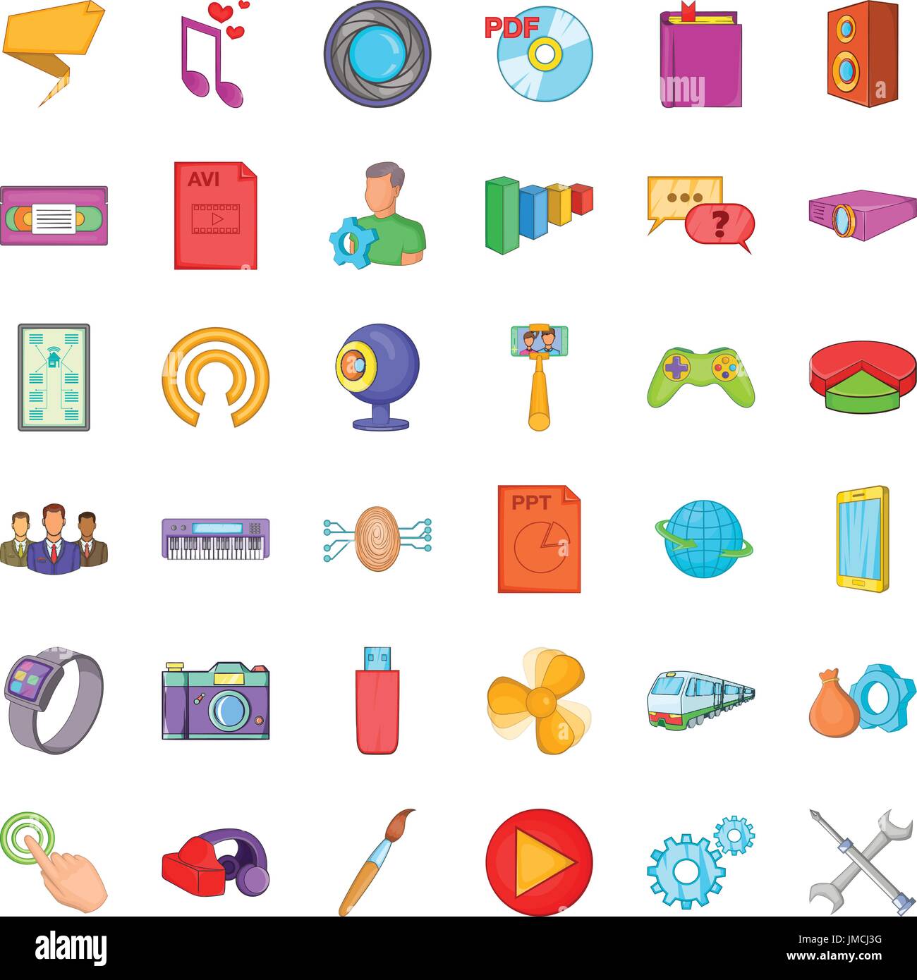 Application for mobile icons set, cartoon style Stock Vector Image ...