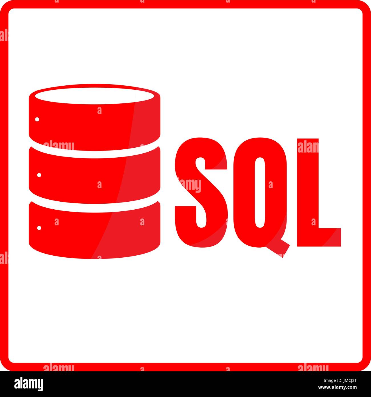 SQL Database Icon Logo Design UI or UX App. Red inscription with ...