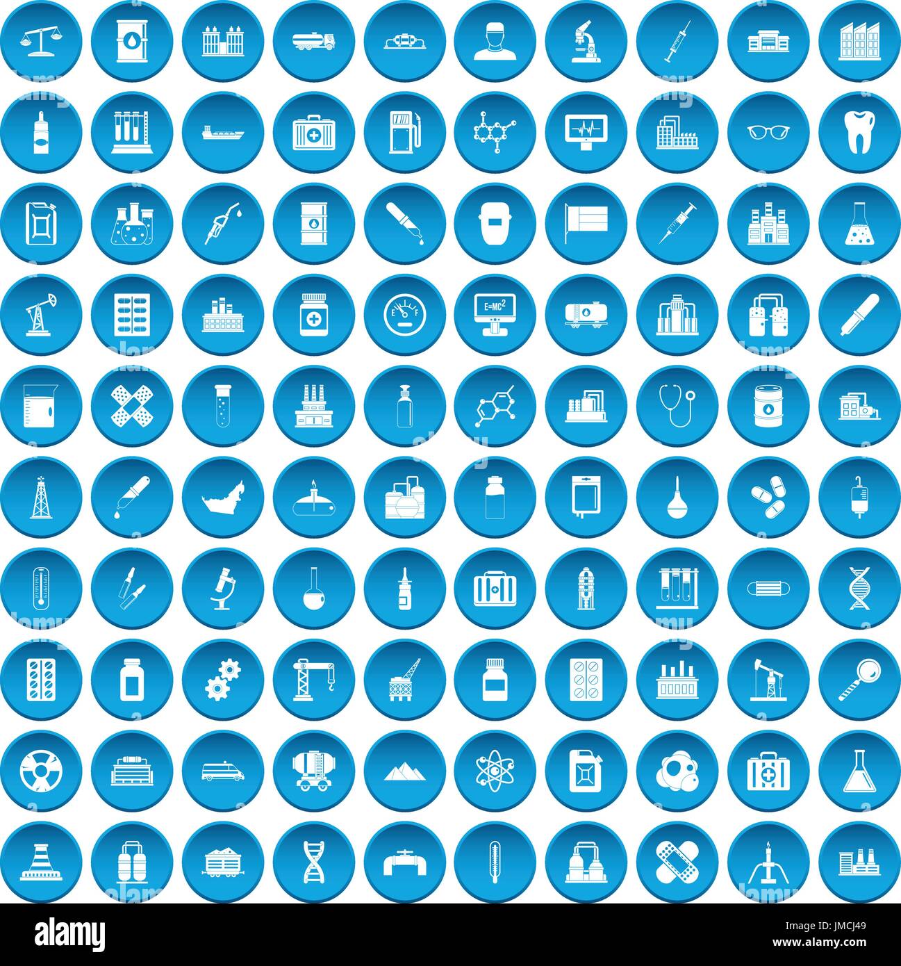 100 chemical industry icons set blue Stock Vector Image & Art - Alamy