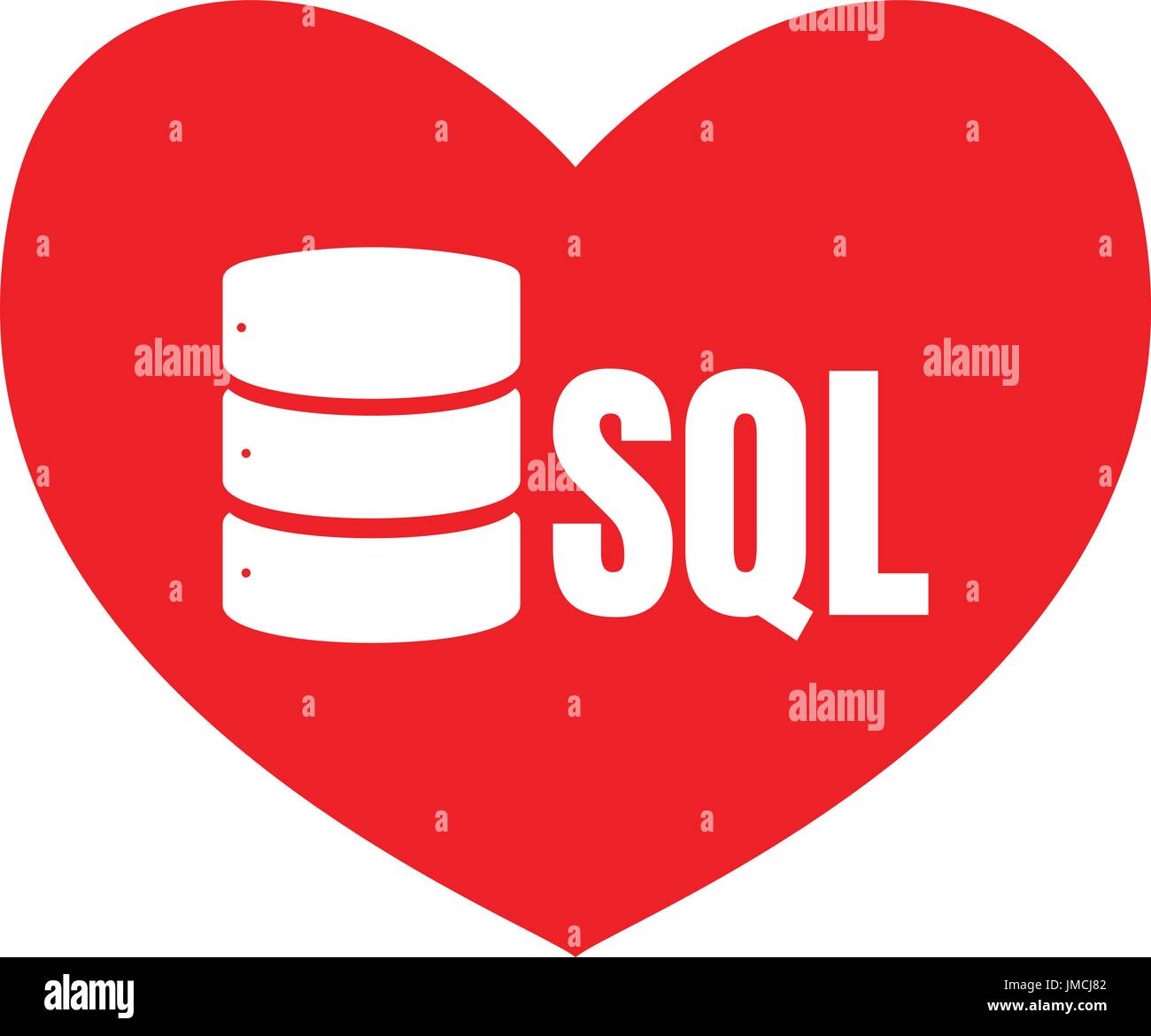 SQL Database Icon Logo Design UI or UX App. White inscription in heart ...