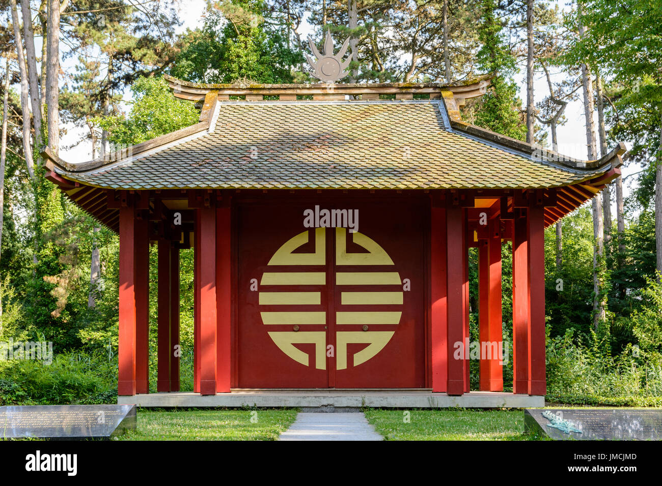 Front view of the Indochinese Memorial Temple in the Garden of Tropical ...