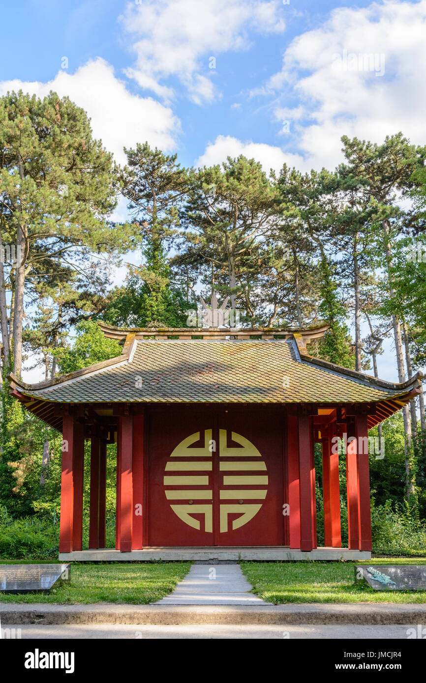 Front view of the Indochinese Memorial Temple in the Garden of Tropical ...