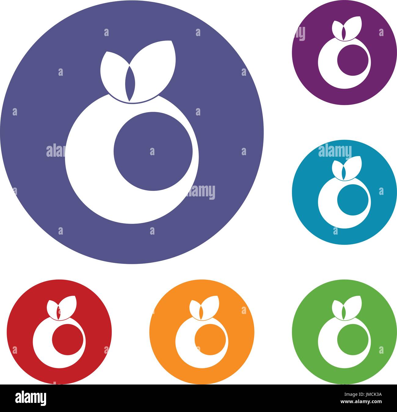 Round apple with leaves icons set Stock Vector Image & Art - Alamy