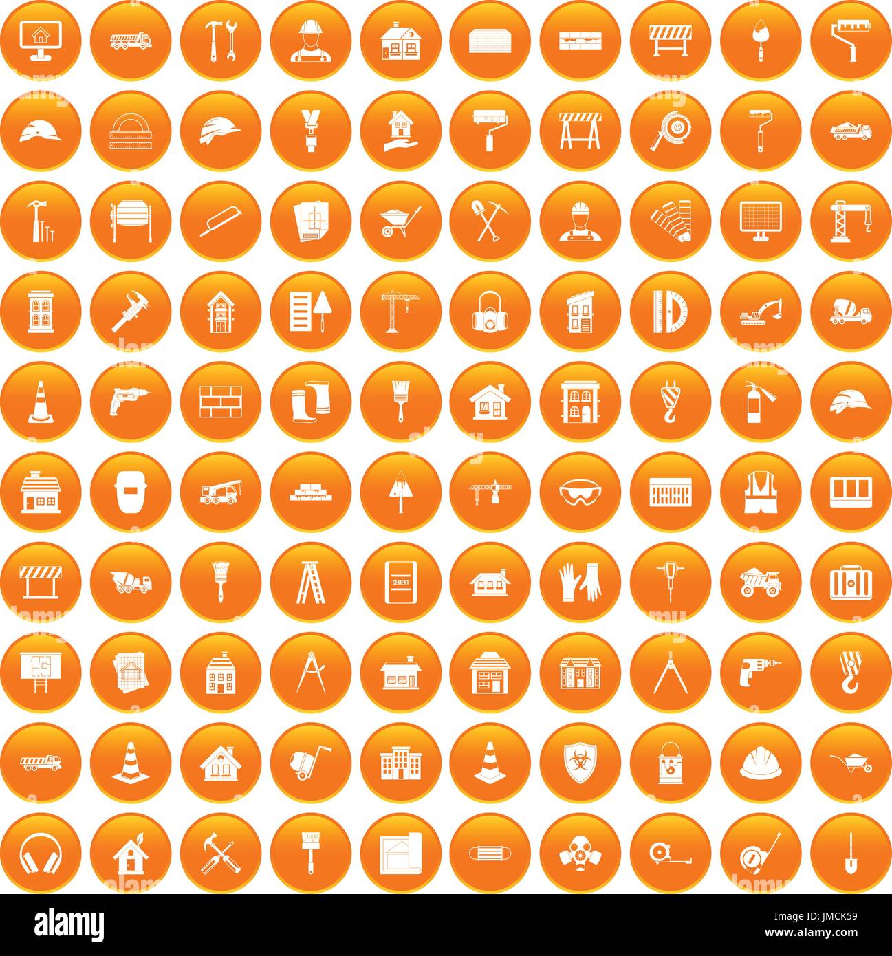 100 construction icons set orange Stock Vector Image & Art - Alamy