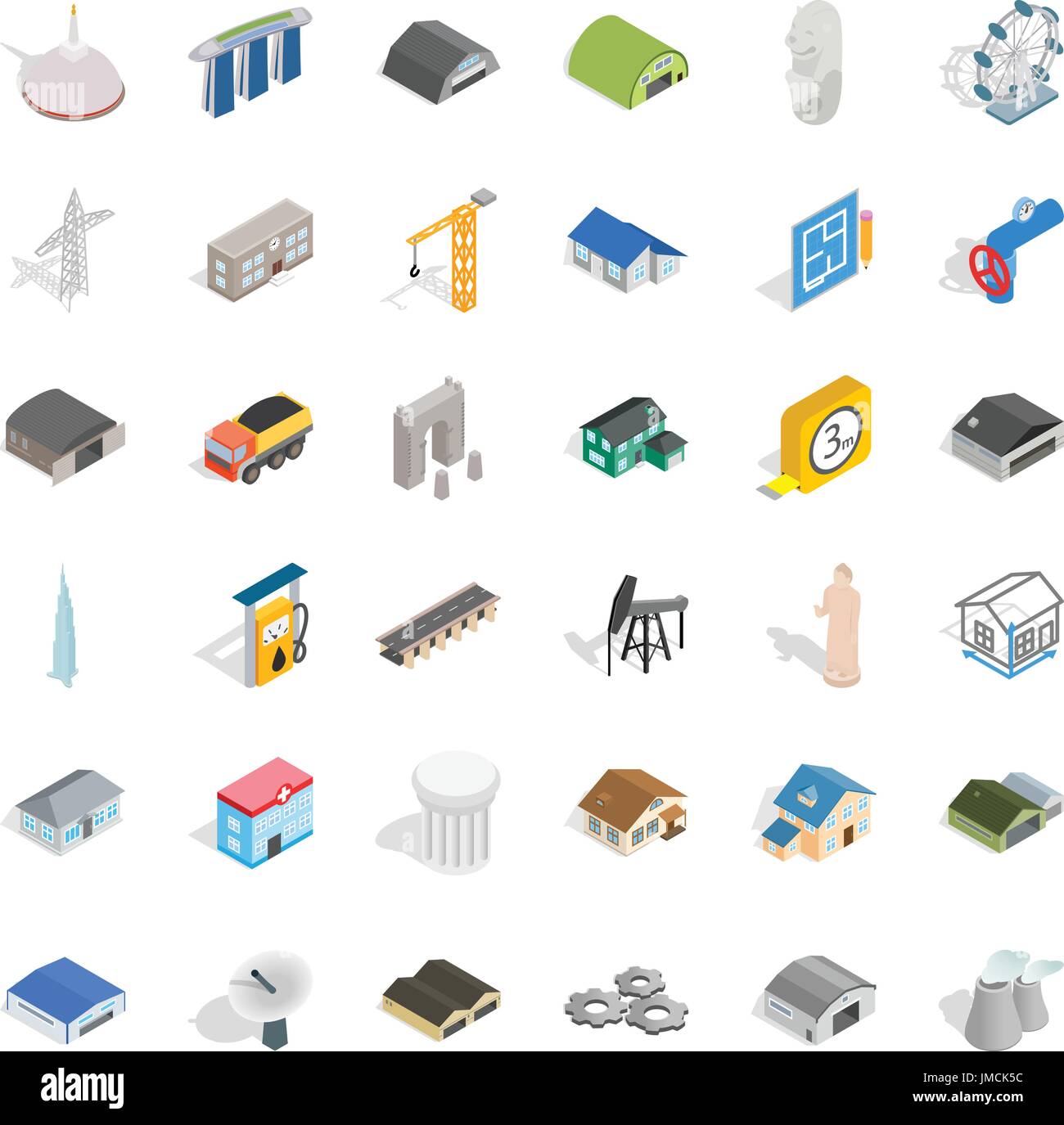 Architecture object icons set, isometric style Stock Vector Image & Art ...