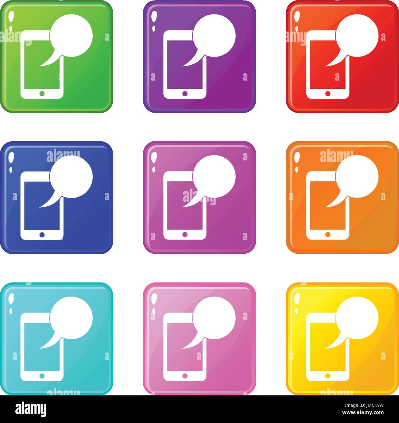 Speech bubble on phone set 9 Stock Vector Image & Art - Alamy