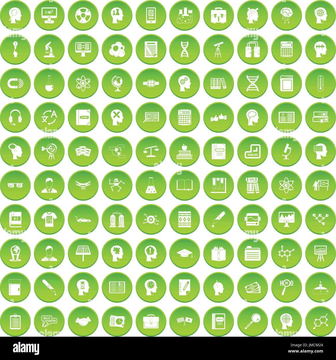 100 knowledge icons set green Stock Vector Image & Art - Alamy