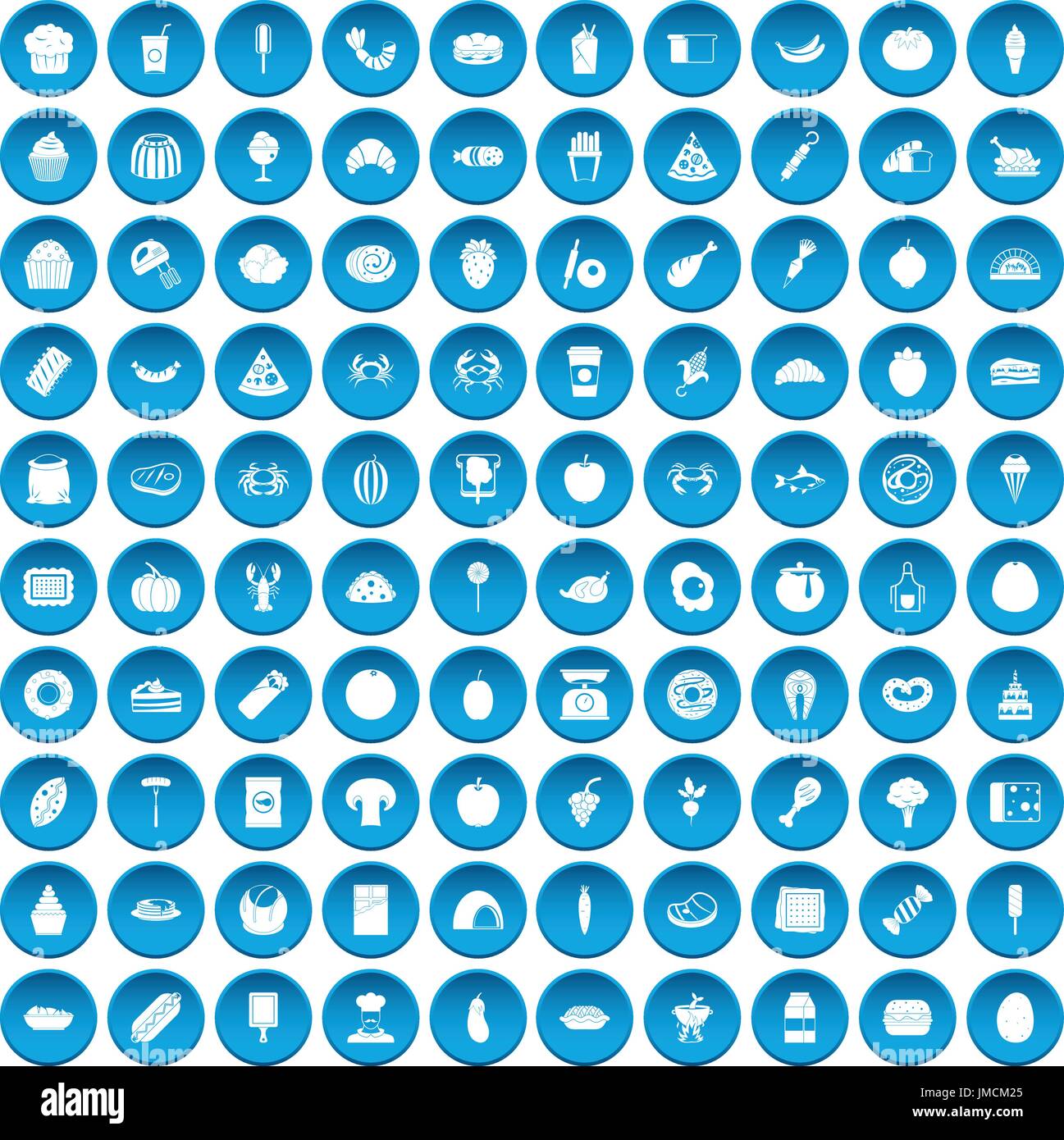 100 favorite food icons set blue Stock Vector Image & Art - Alamy