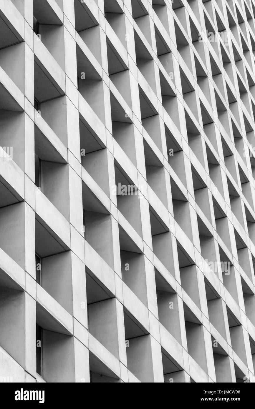 Interior square hole pattern wall, perspective side view Stock Photo ...