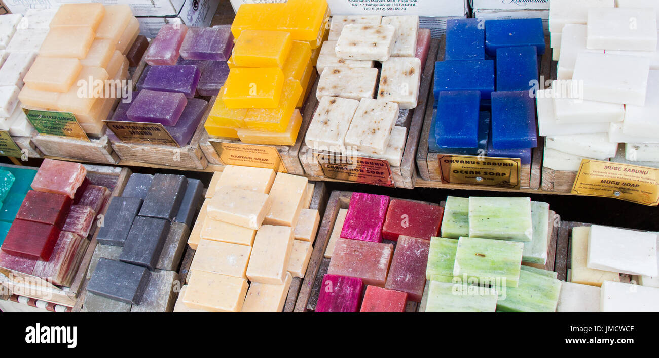 Collection of bars of fragrant hand made organic soap Stock Photo - Alamy